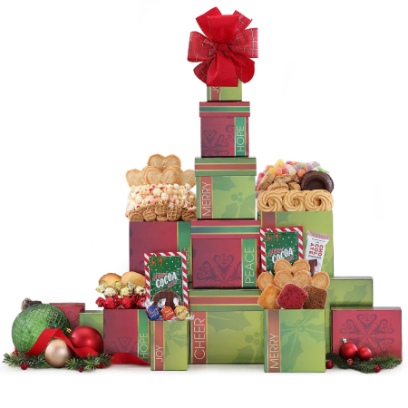 Holiday Wishes Gift Tower | Sweet Gourmet Gifts to the USA